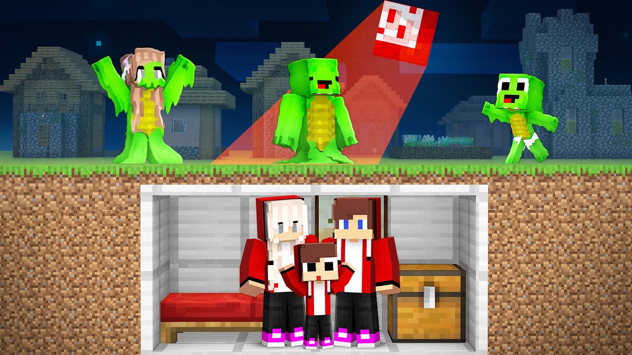 Mikey's Family in BLOOD MOON vs JJ's Family Doomsday Bunker in Minecraft - Maizen - Minecraft videos