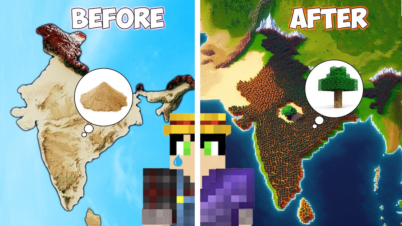 Minecraft i plant 1,00,000 trees in India - Minecraft videos