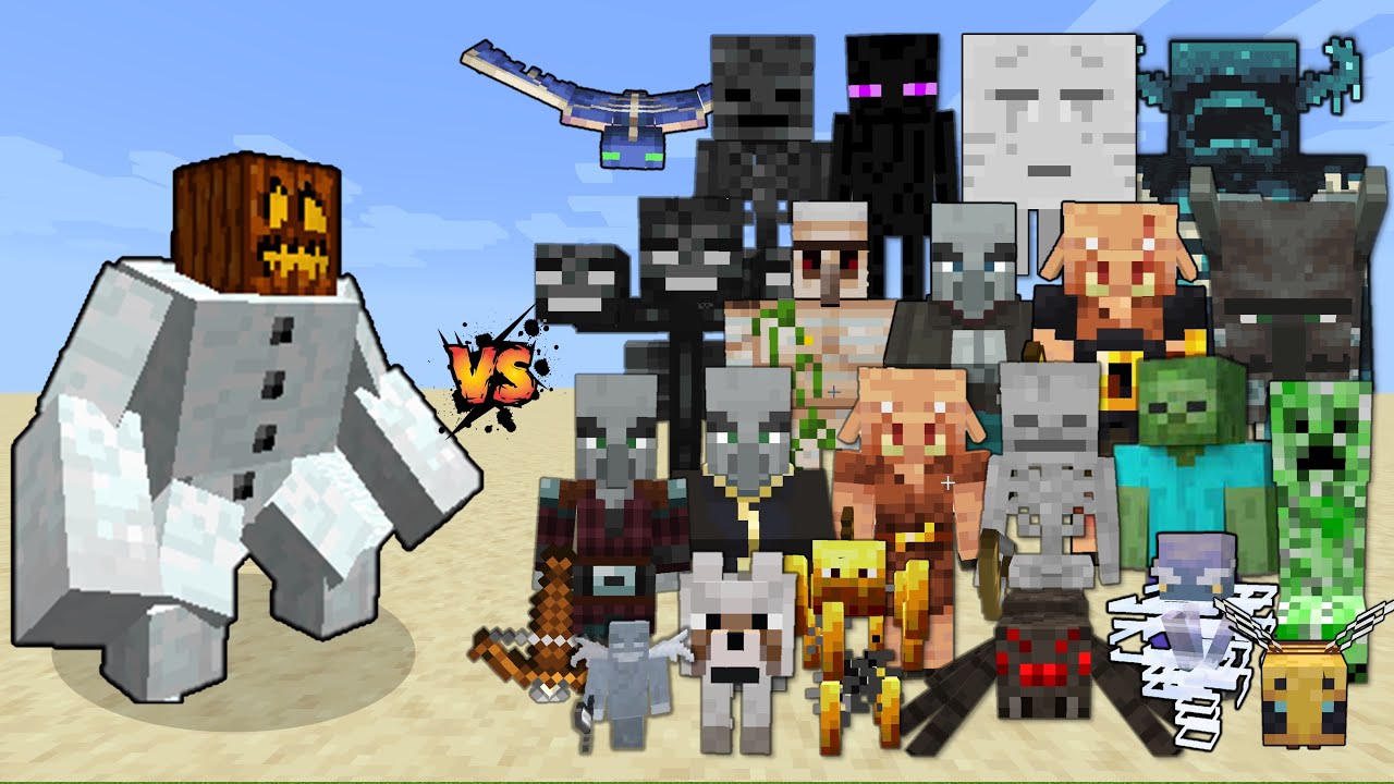 Mutant Snow Golem vs All Mobs in Minecraft - Minecraft Mob Battle - Minecraft videos