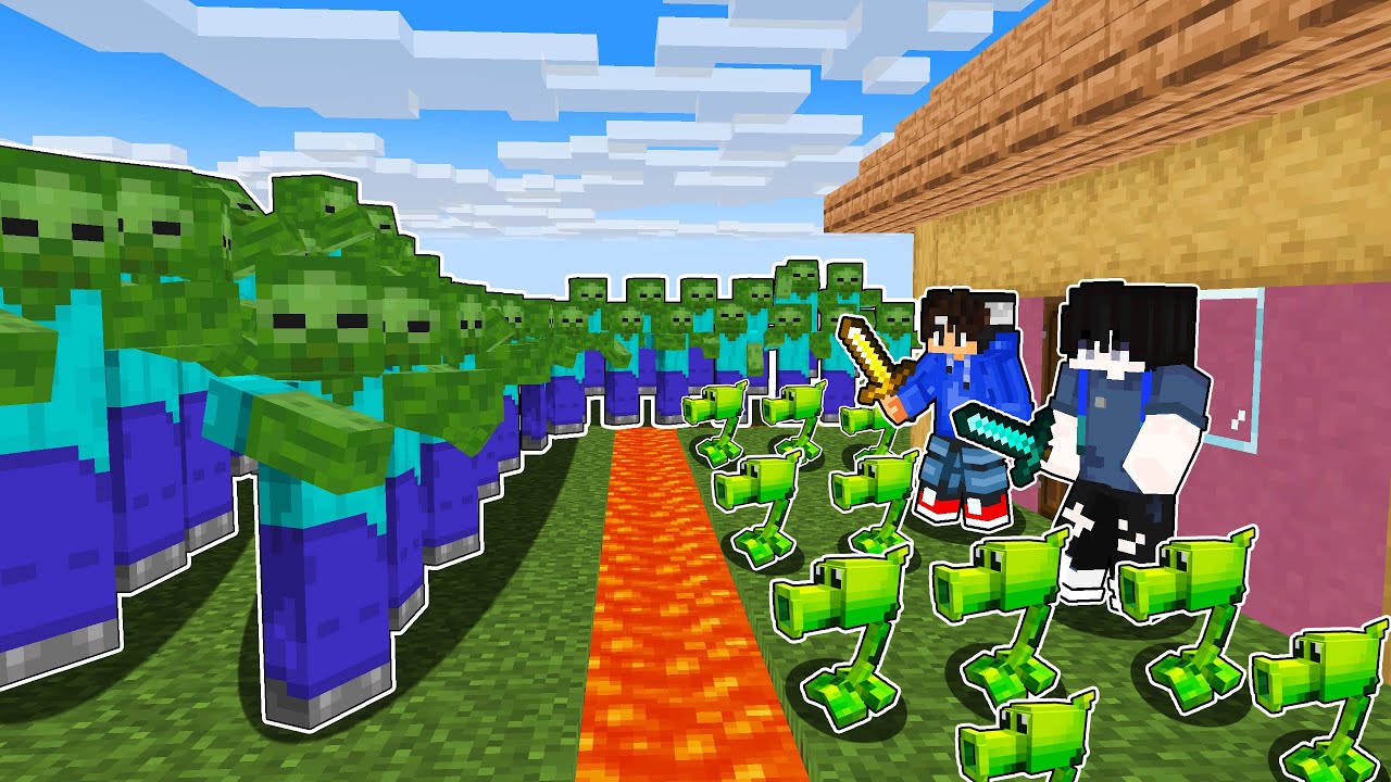 PLANT vs 10,000 ZOMBIES to my MOST SECURE HOUSE in Minecraft ...