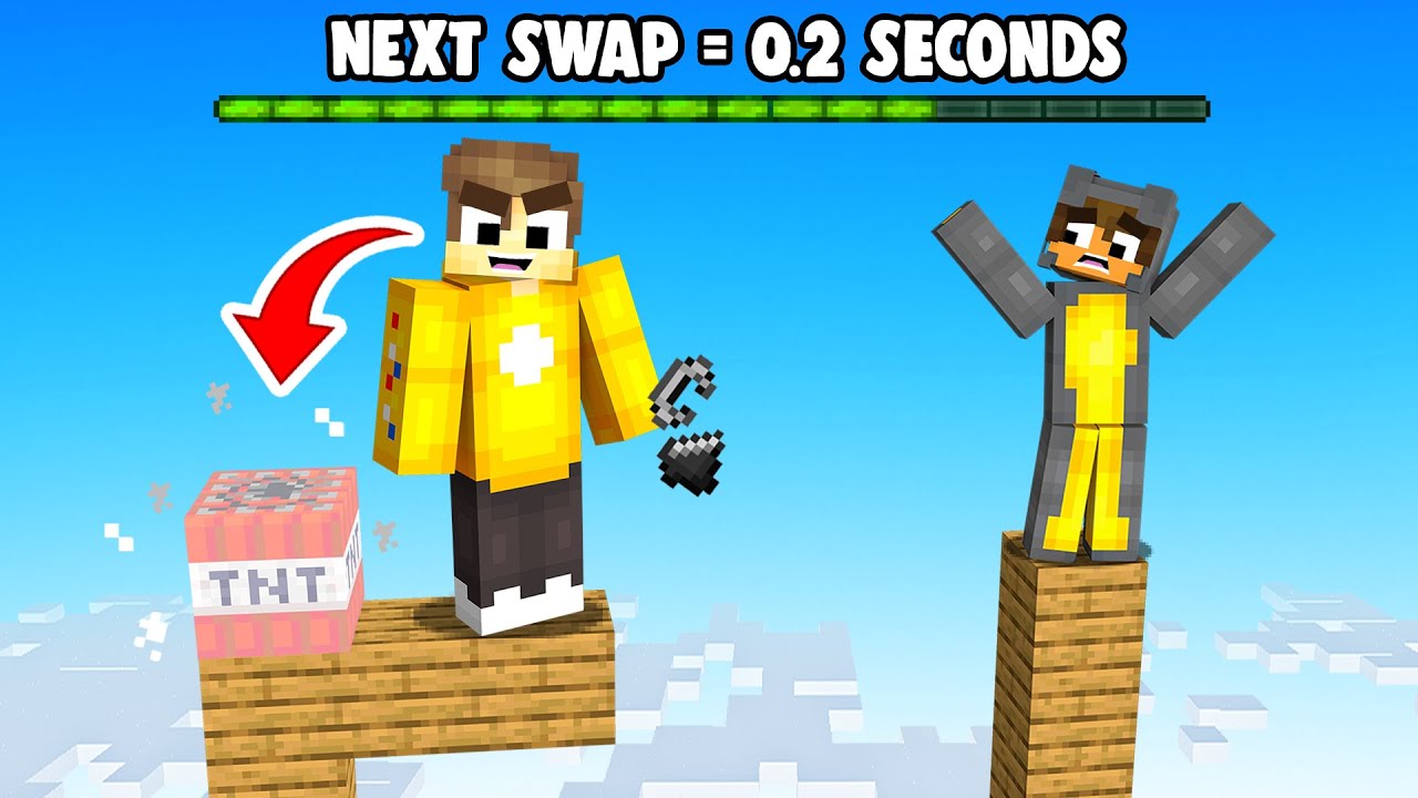 SWAPPING PLACES In Minecraft! (PVP Challenge) - Minecraft videos