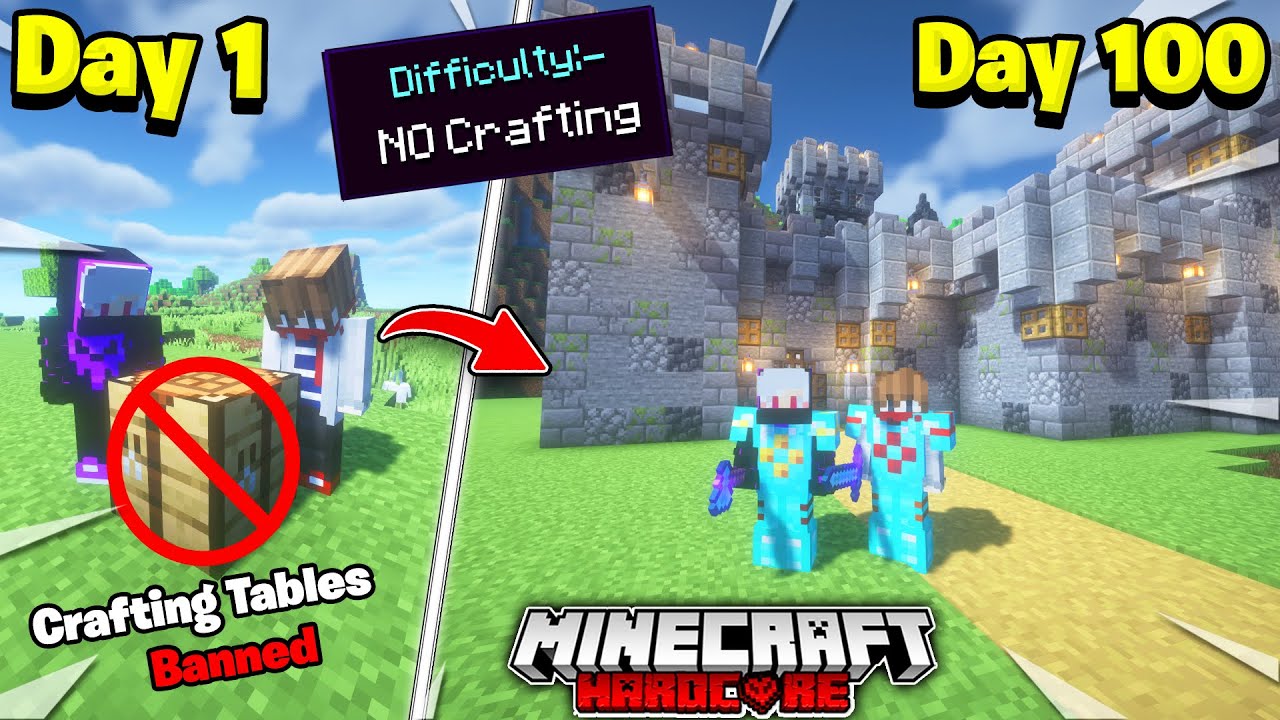 Surviving 100 days without *Crafting table* in minecraft hardcore ...