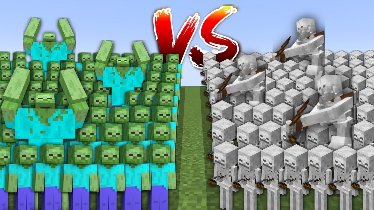 Ultimate ZOMBIE ARMY vs SKELETON ARMY in Minecraft - Minecraft videos