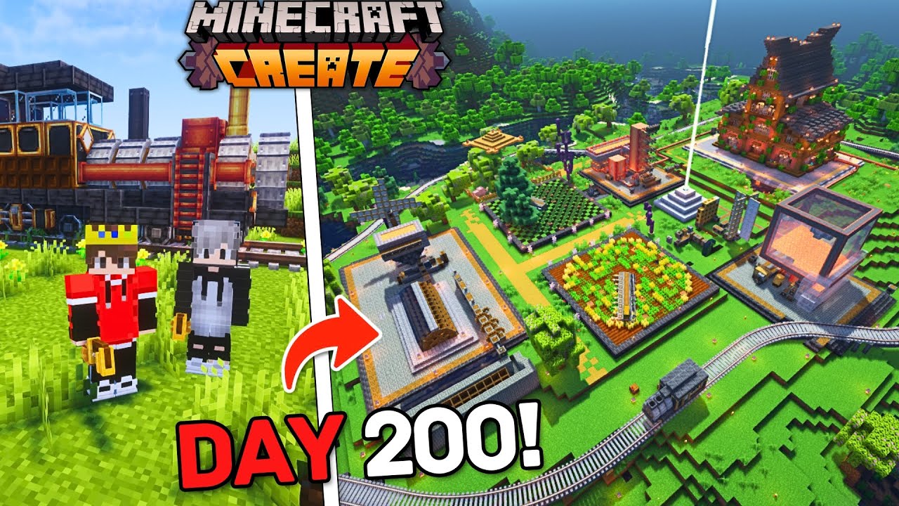 We Survived 200 Days in Create Mod in Minecraft (Hindi) - Minecraft videos