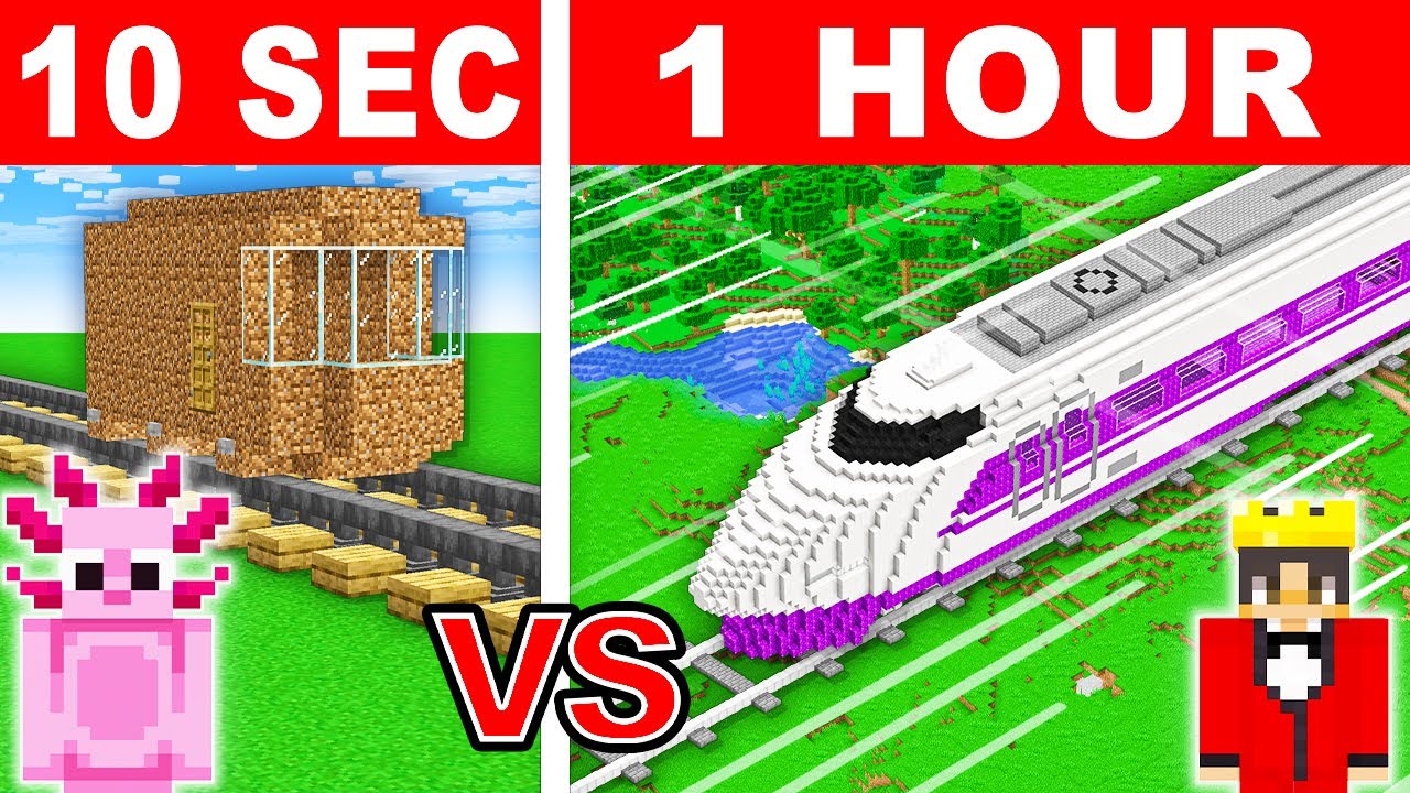 10 Seconds vs 1 Hour - Train House Build Challenge in Minecraft ...