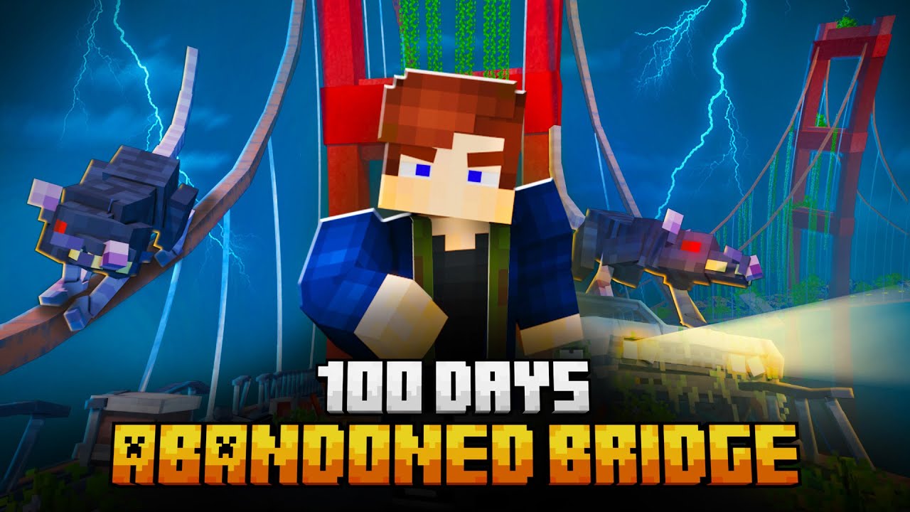100 DAYS ON AN ABANDONED BRIDGE IN MINECRAFT! - Minecraft videos