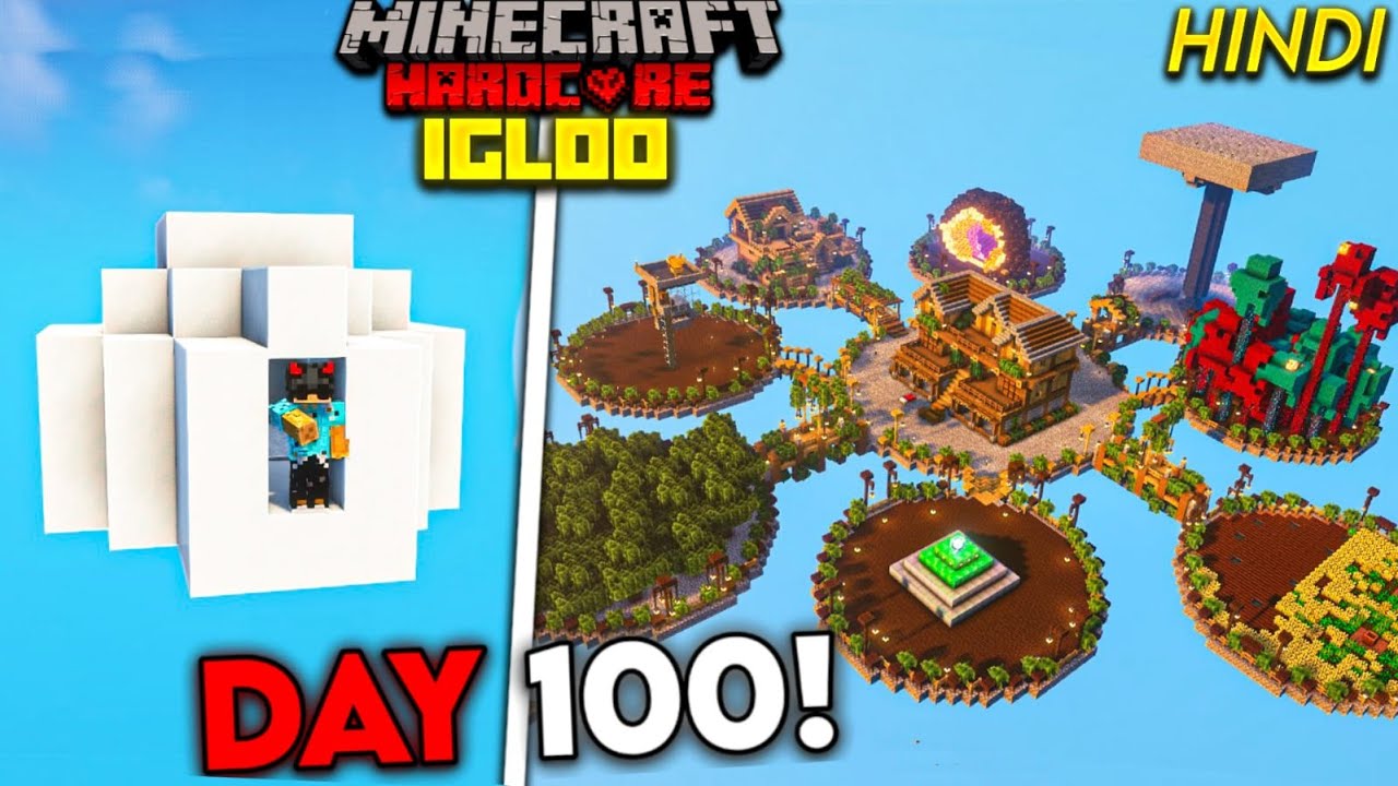 I survived 100 days ON Igloo only world in Minecraft Hardcore #minecraft100days ...