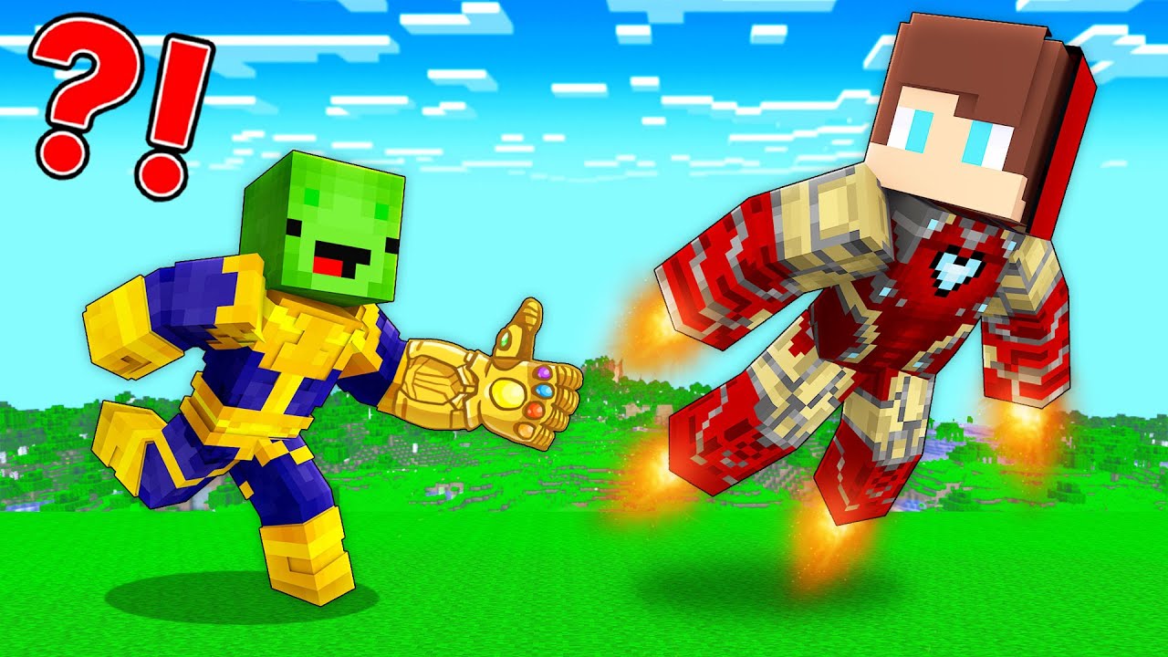 IRON MAN Speedrunner THANOS Hunter : JJ vs Mikey Battle in Minecraft Maizen! - Minecraft videos