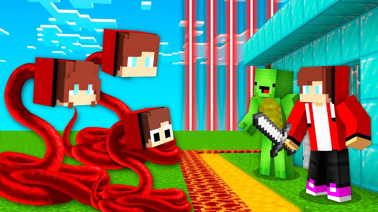 JJ Family Snakes attack JJ and Mikey Secure House in minecraft survive Maizen - Minecraft videos