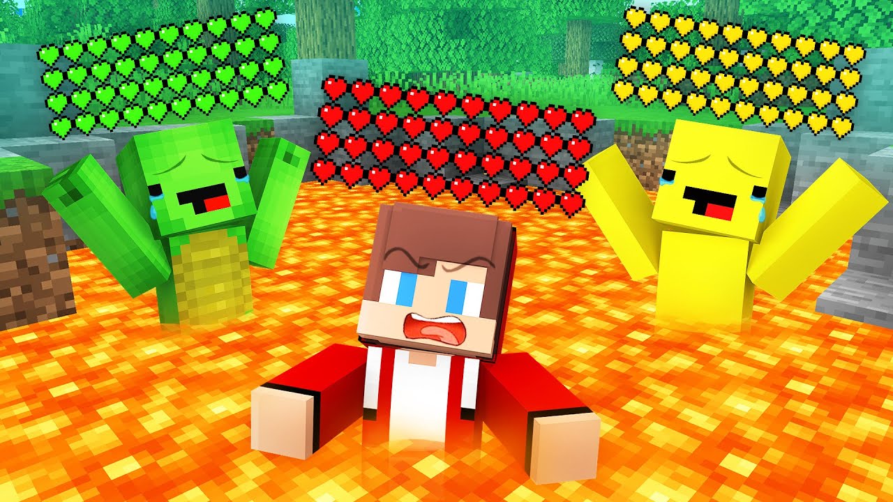 JJ, Mikey and Banana Kid Survive with Endless HP - Minecraft Maizen - Minecraft videos