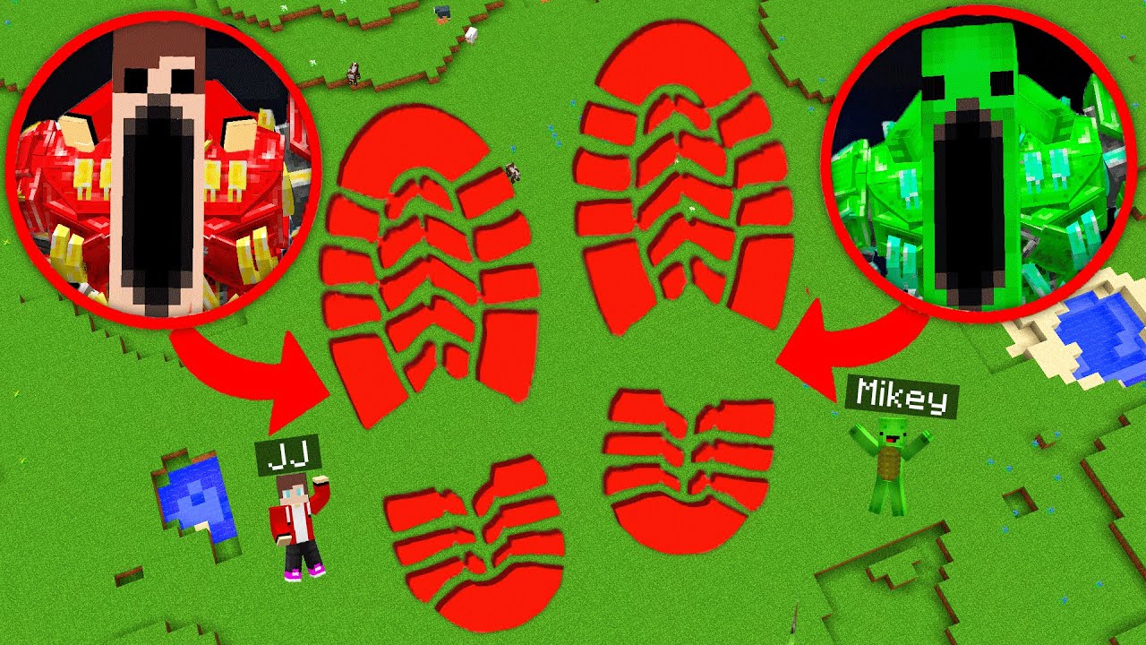 JJ and Mikey Found Longest Scary JJ and Mikey HulkBusters Footprints in Minecraft - Maizen ...