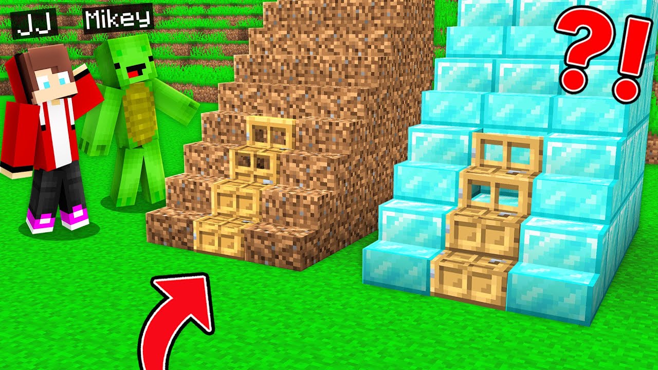 JJ and Mikey Found SECRET DOOR Inside DIAMOND vs DIRT STAIRS in Minecraft Maizen! - Minecraft videos