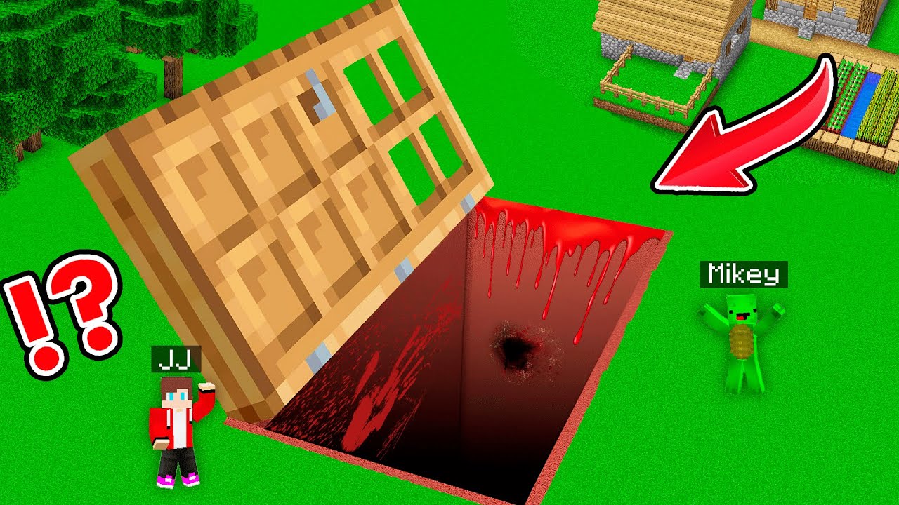 JJ and Mikey Found The Biggest Blood Door Under Their Village in Minecraft - Maizen ...
