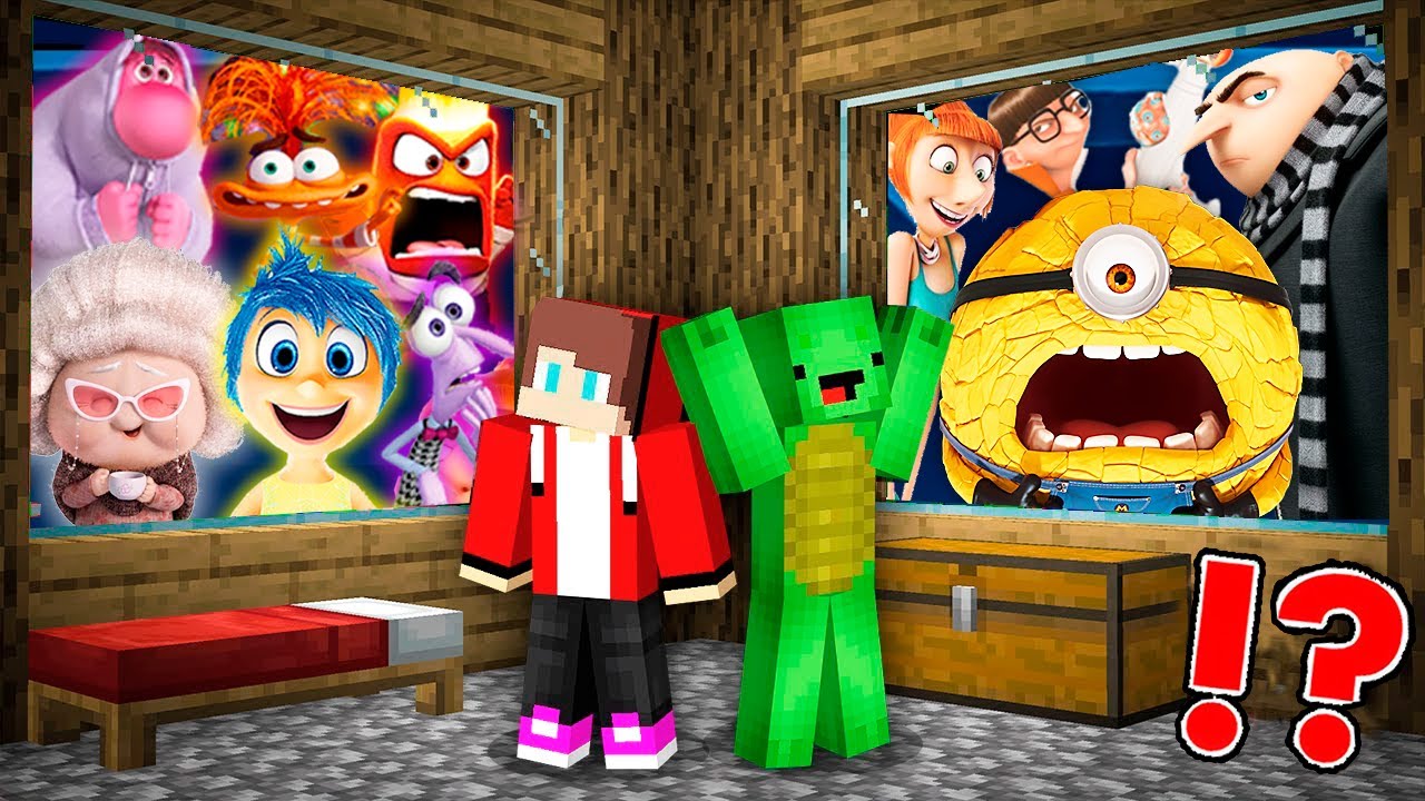 JJ and Mikey HIDE from Despicable Me 4 and Inside Out 2 Characters in Minecraft Maizen ...