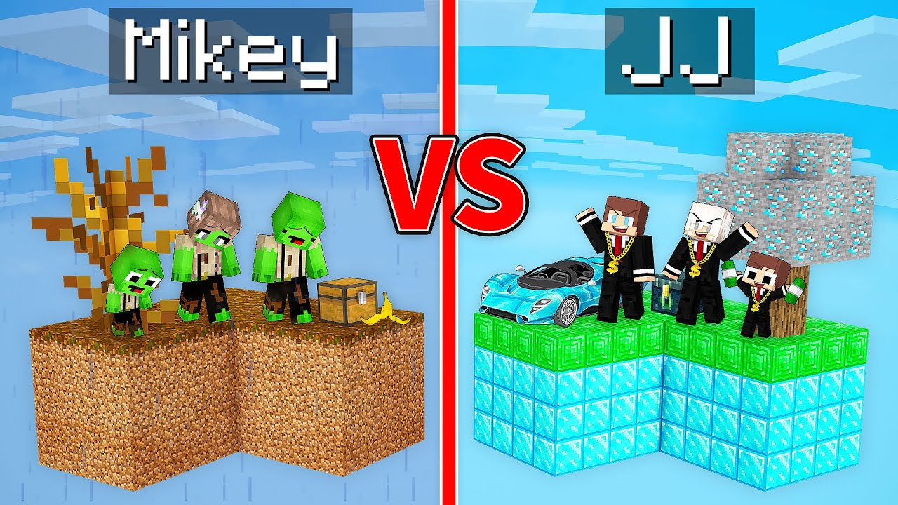 Mikey Family POOR vs JJ Family RICH SKYBLOCK in Minecraft (Maizen) - Minecraft videos