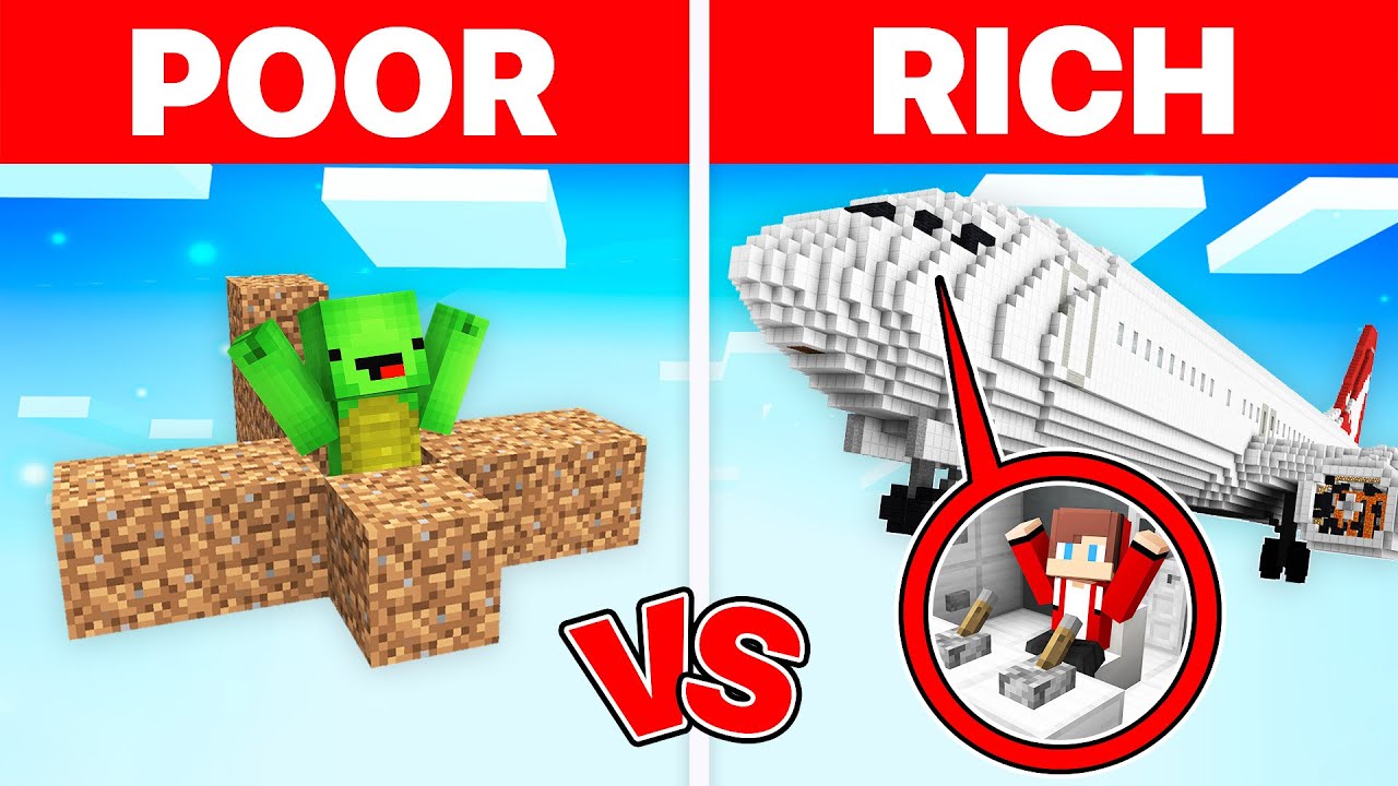 Mikey POOR vs JJ RICH Airplane Survival Battle in Minecraft (Maizen) - Minecraft videos