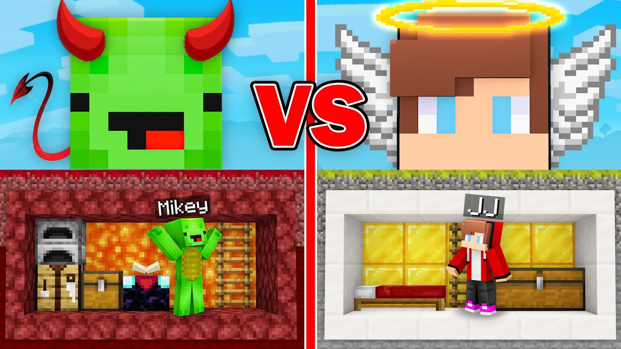 Mikey's DEMON Bunker vs JJ's ANGEL Bunker Survival Battle in Minecraft ! - Maizen - Minecraft videos