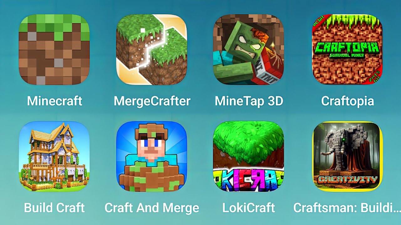 Minecraft, MergeCrafter, MineTap 3D, Craftopia, Build Craft, Craft and ...