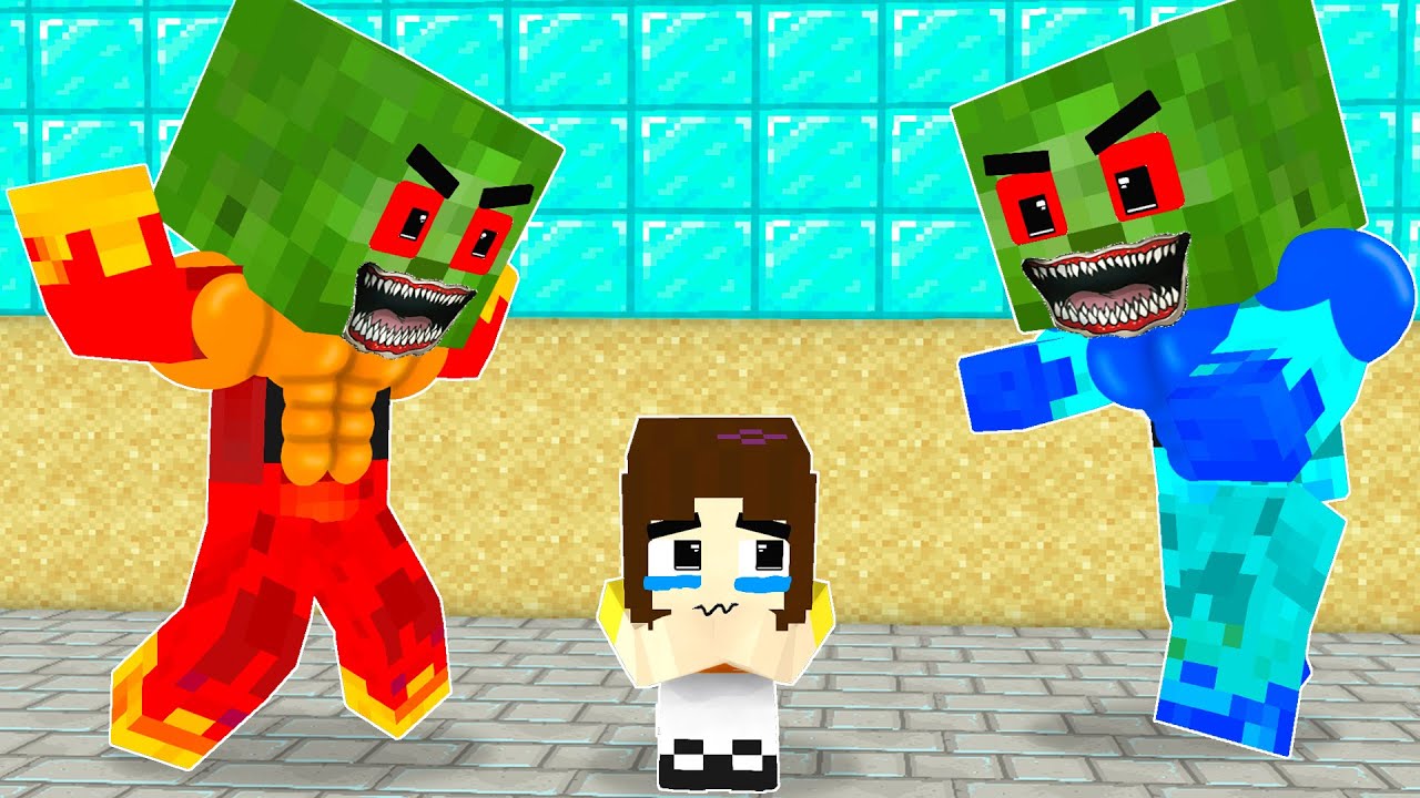 Monster School : Fire and Ice Baby Zombie Attack Squid Game Doll - Minecraft Animation ...