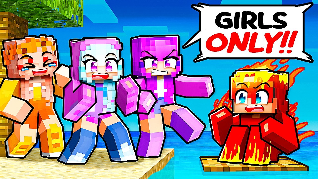 ONE ELEMENTAL on a GIRLS ONLY ISLAND! - Minecraft videos