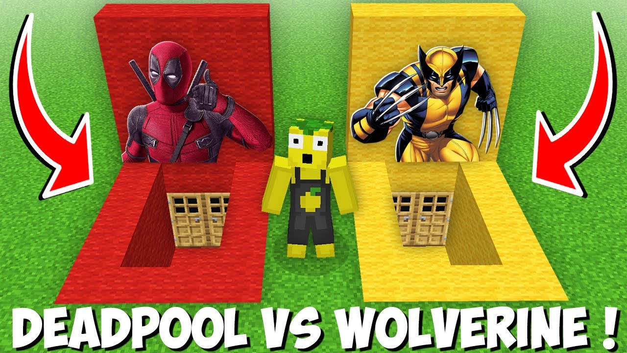 SURVIVE in SECRET DEADPOOL VS WOLVERINE BASEMENT in Minecraft ! MARVEL ...