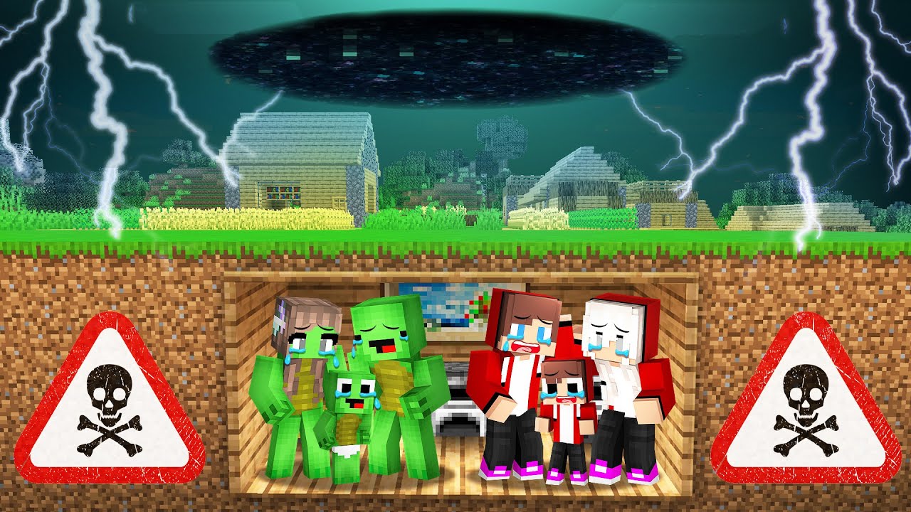 The Bunker of Mikey and JJ Families vs GIANT END PORTAL Survival Battle in Minecraft Maizen ...