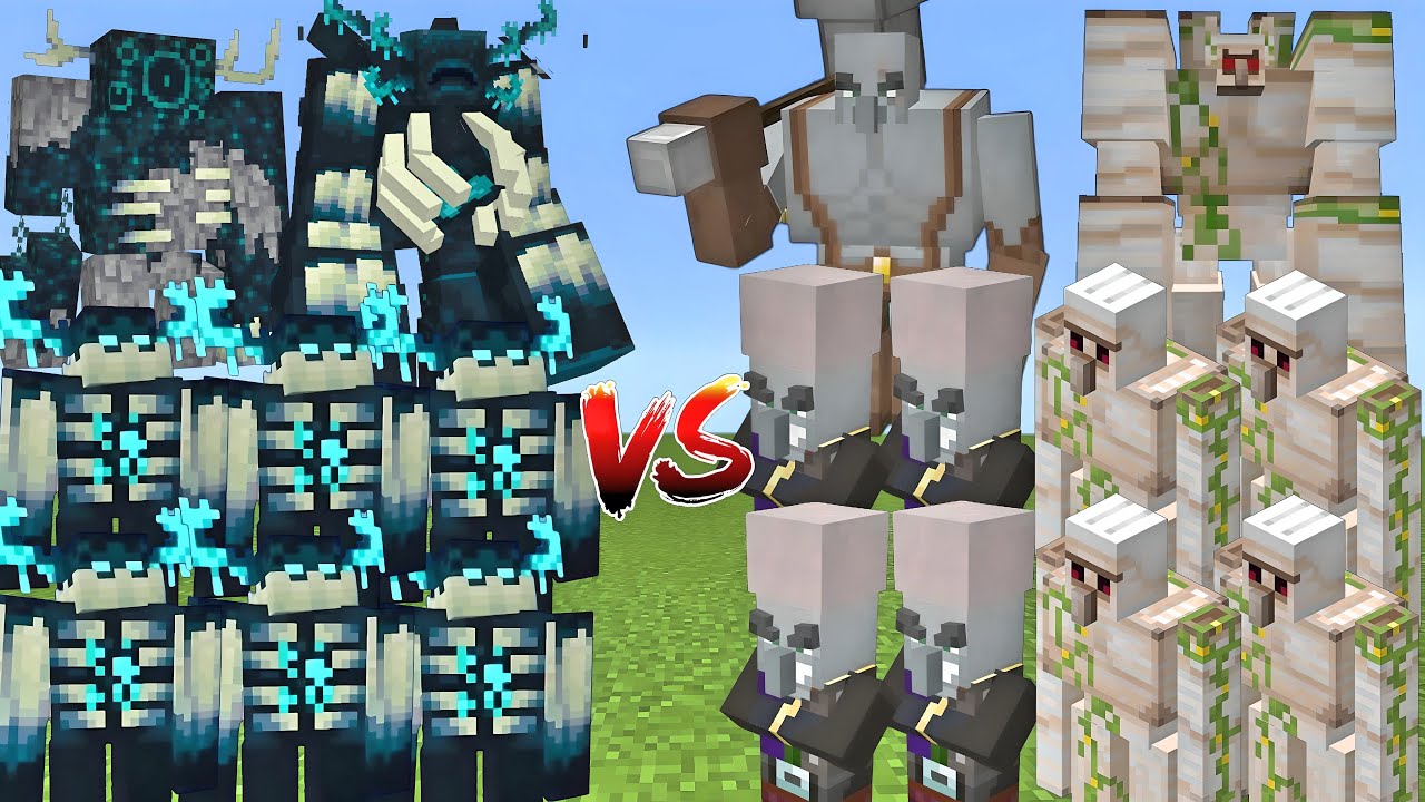 WARDENS ALLIANCE Vs IRON GOLEM & PILLAGERS ALLIANCE MOBS BATTLE IN MINECRAFT - Minecraft videos