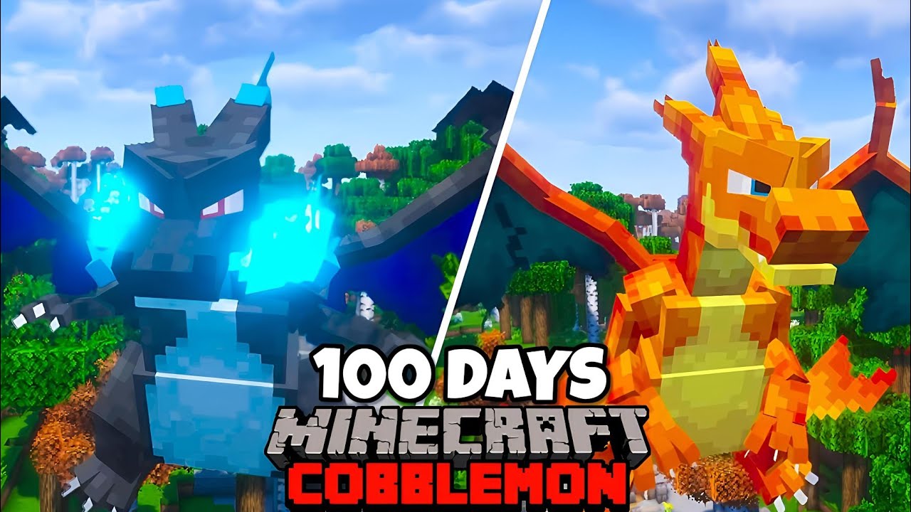 100 DAYS SURVIVAL CHALLANGE TO GET A MEGA CHARIZARD X IN MINECRAFT ...
