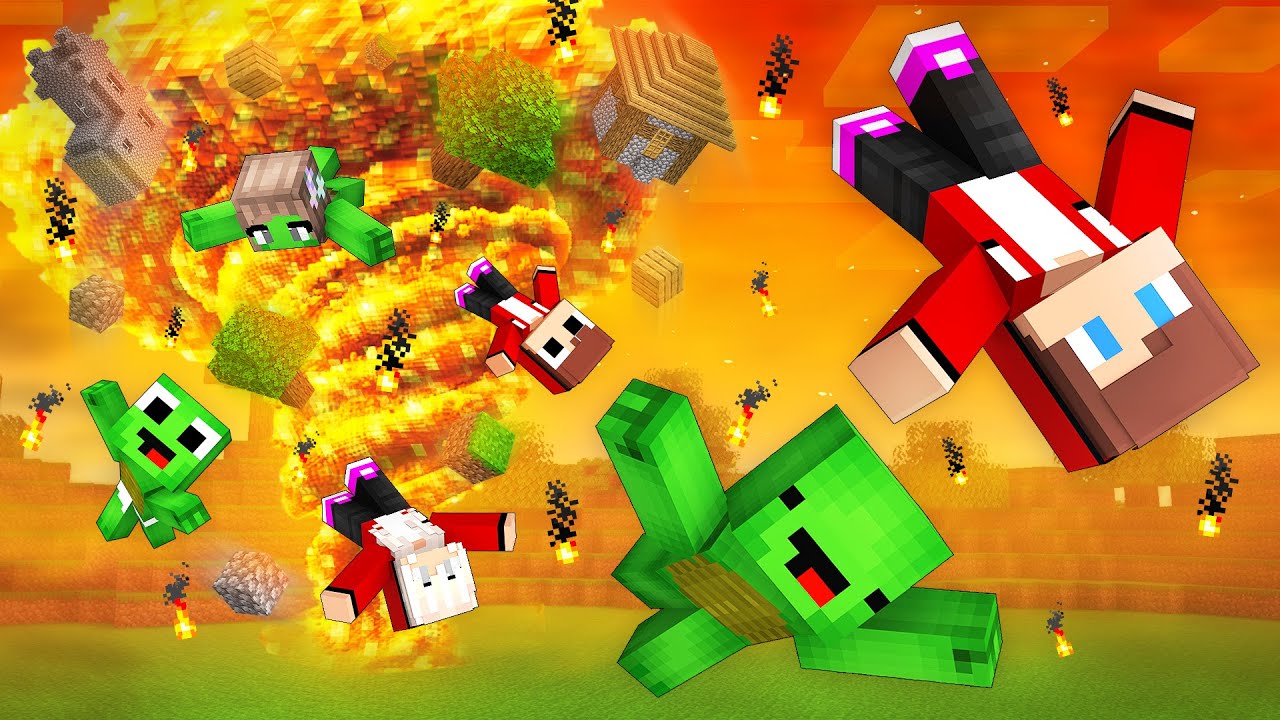 How Mikey Family and JJ Family Survive The FIRE TORNADO in Minecraft (Maizen) - Minecraft videos