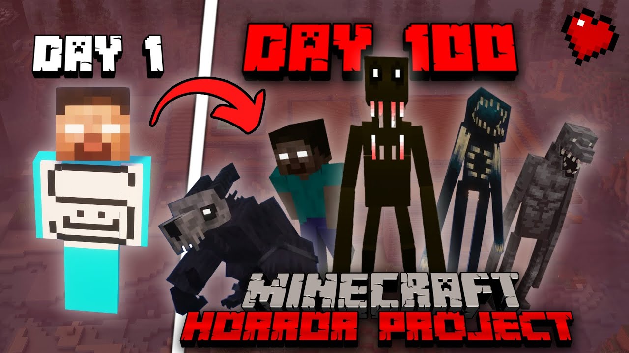 I Survived 100 Days In The HORROR MOD In Minecraft ( With Herobrine ...