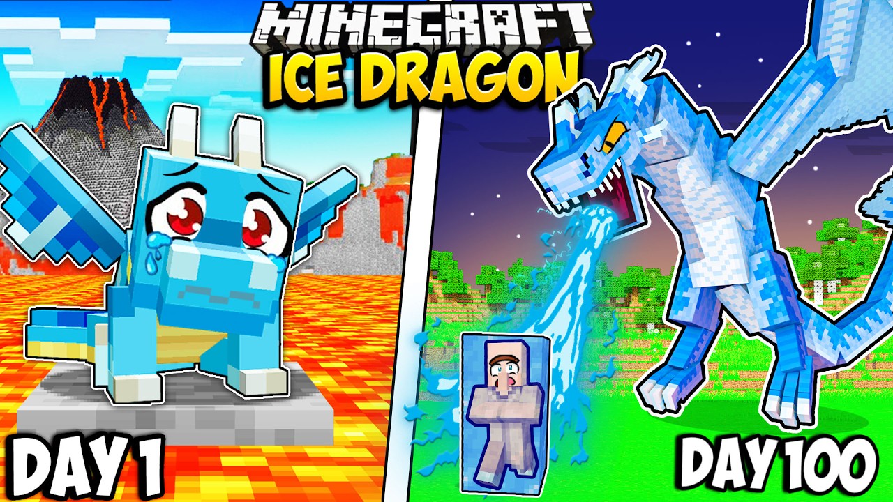 I Survived 100 Days as an ICE DRAGON in Minecraft - Minecraft videos