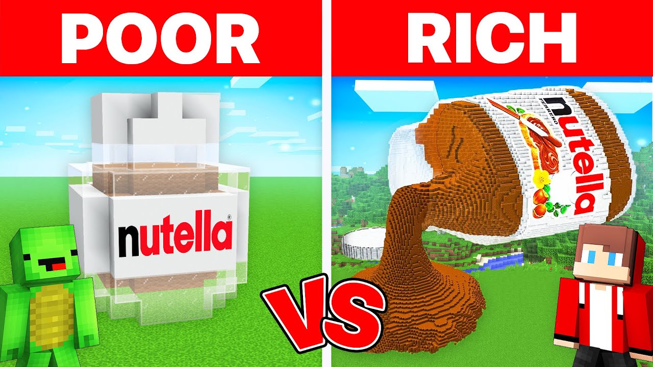 Mikey POOR vs JJ RICH NUTELLA House Build Challenge in Minecraft (Maizen) - Minecraft videos