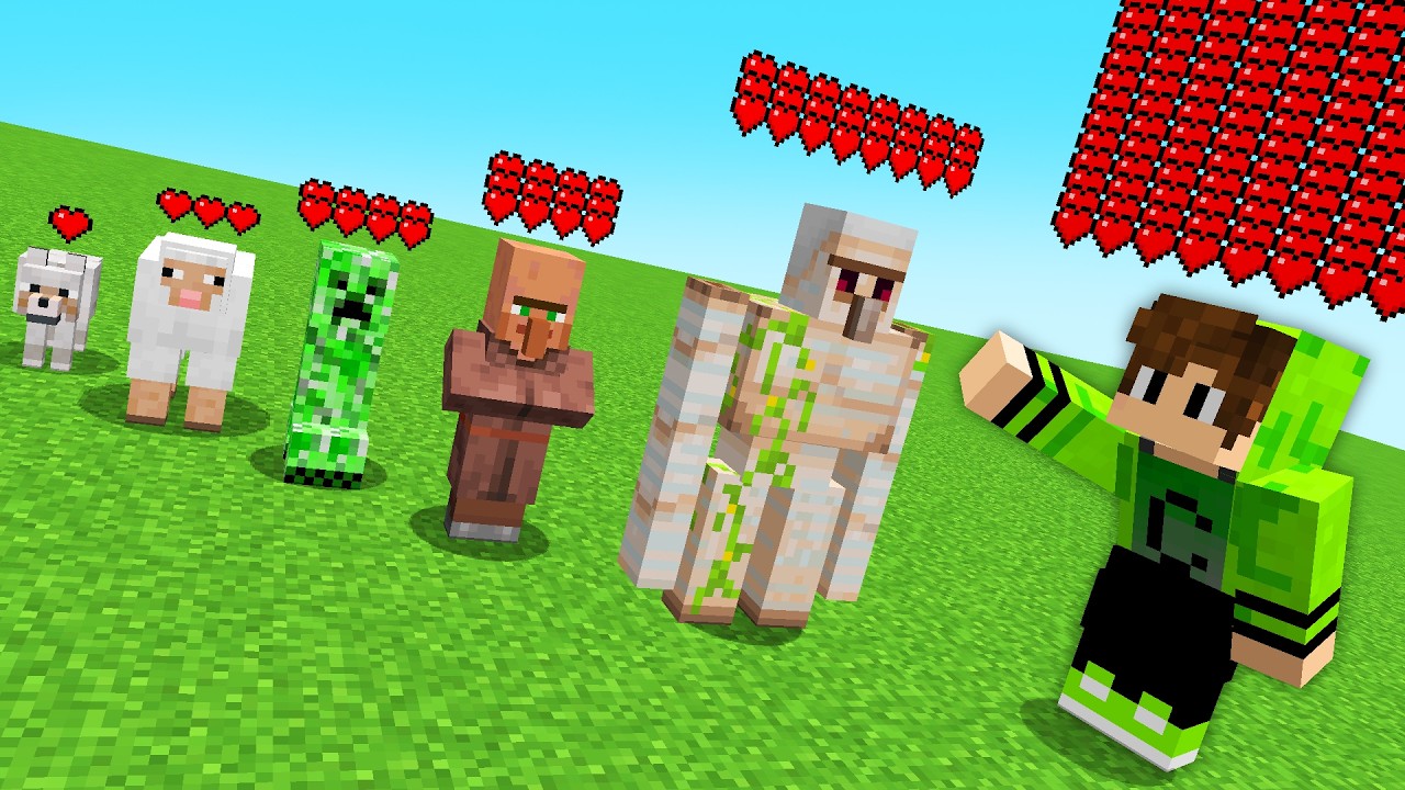 Which Mob Has More HEARTS In Minecraft? - Minecraft videos