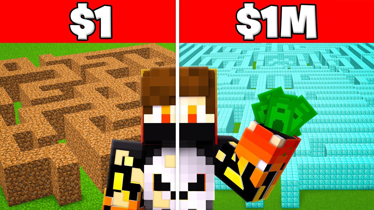 $1 vs $1,00,000 Security Maze In Minecraft.... - Minecraft videos