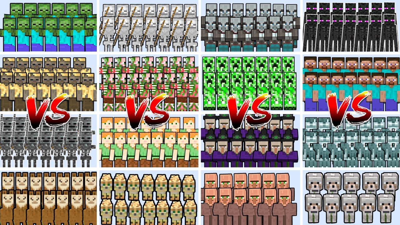 ALL MINECRAFT MOBS ARMY X100 TOURNAMENT | Minecraft Mob Battle ...