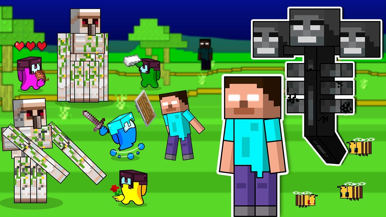 AMONG US Takes on HEROBRINE and WITHER in EPIC Minecraft Battle ...