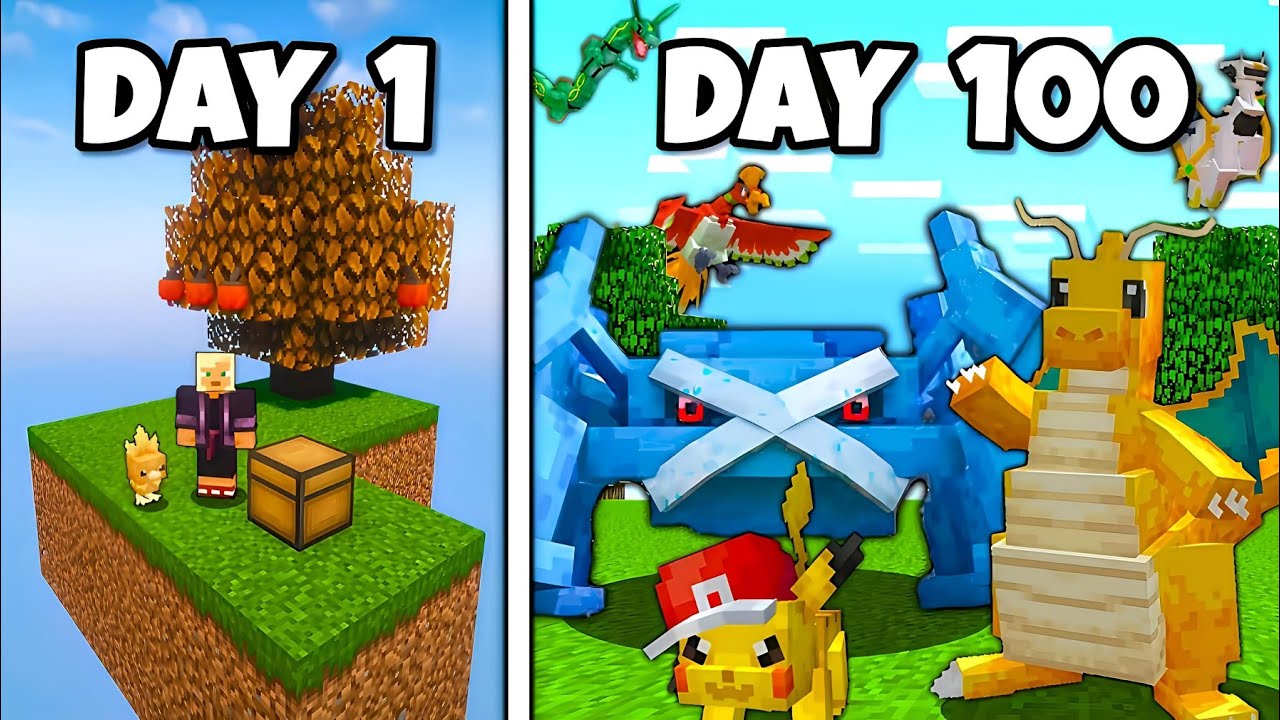 I Spent 100 Days in Minecraft Pokemon SkyBlock! [ Cobblemon ] - Minecraft videos