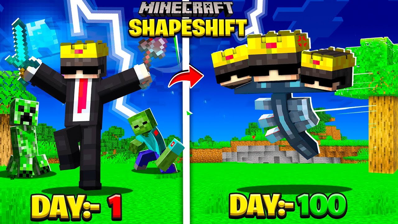 I Survived 100 DAYS in SHAPESHIFTING Minecraft - Minecraft videos