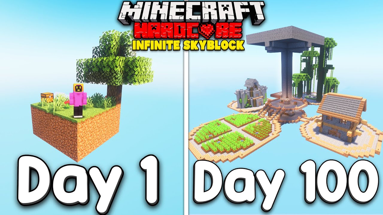 I Survived 100 Days Of Skyblock Infinite In Minecraft Hardcore! - Minecraft videos