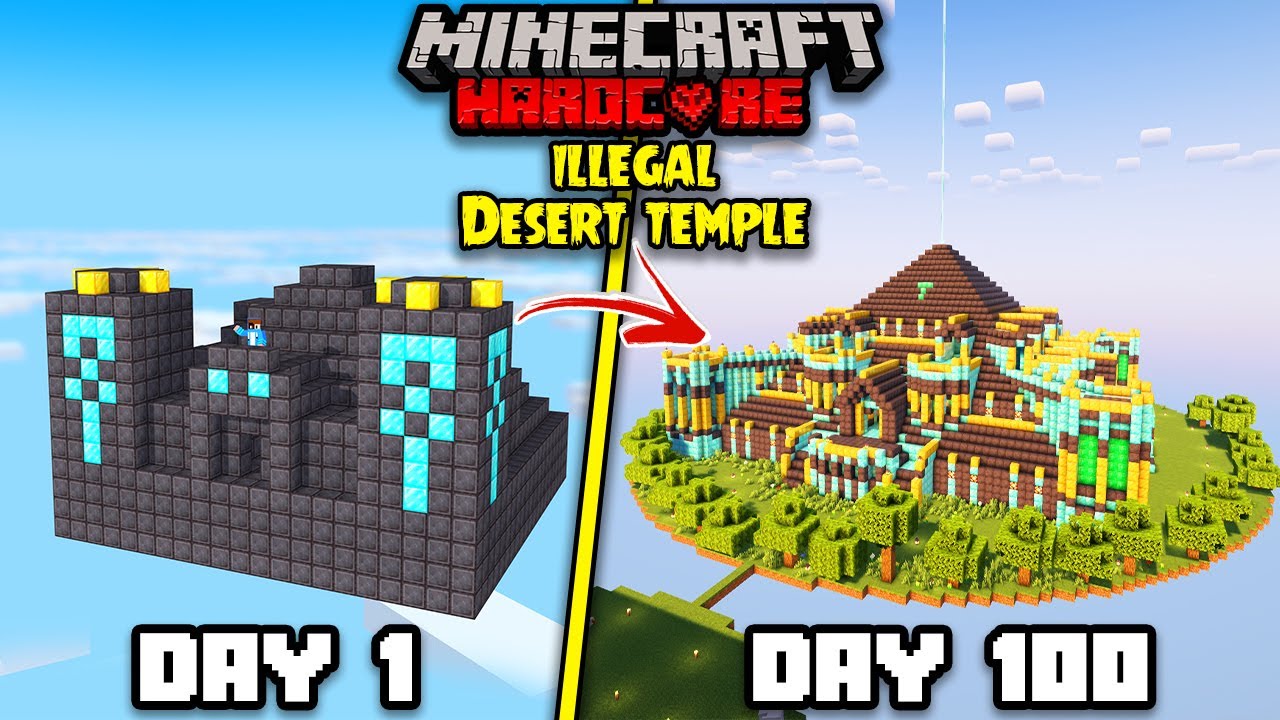 I Survived 100 Days On ILLEGAL Desert Temple in Minecraft Hardcore ...
