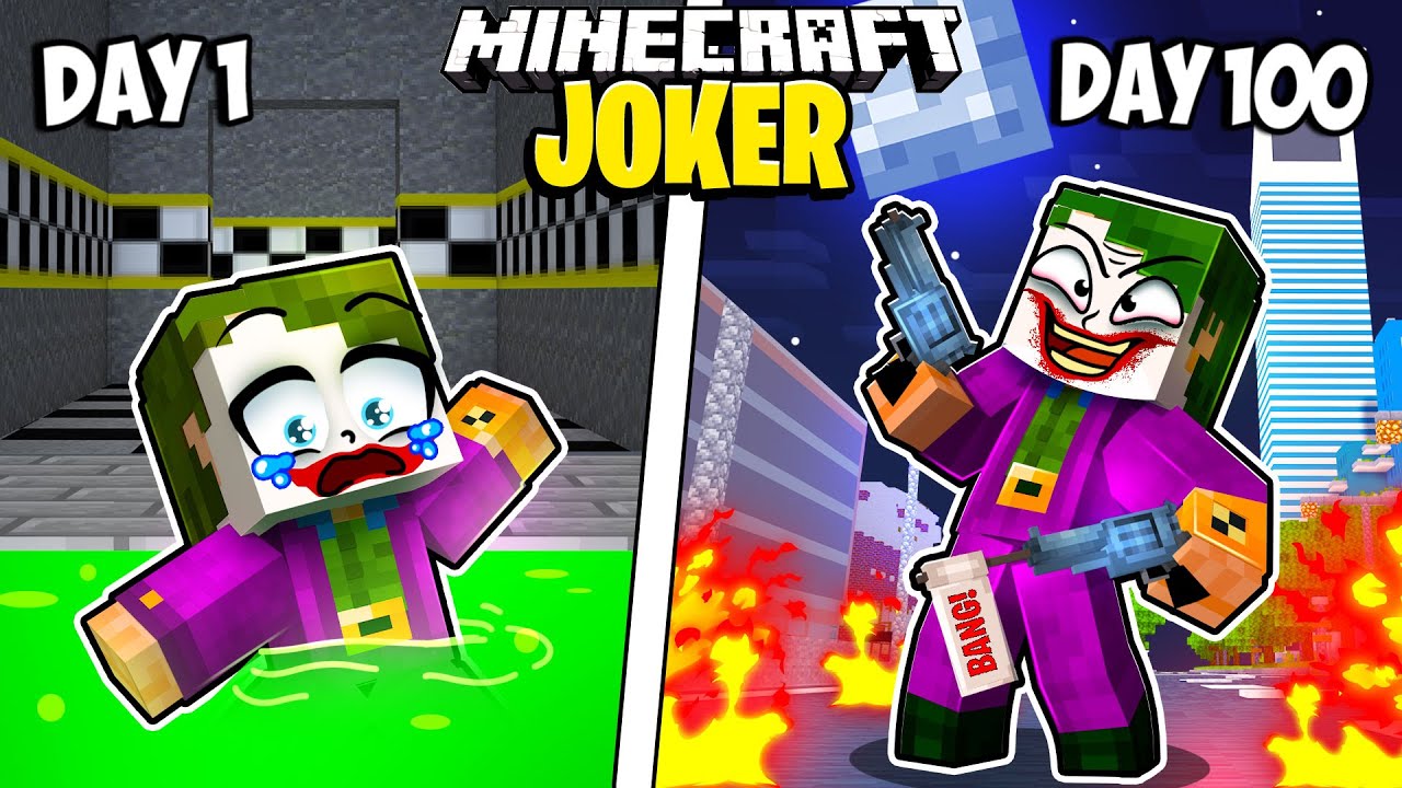 I Survived 100 Days as JOKER in Minecraft - Minecraft videos