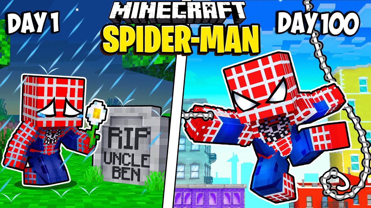 I Survived 100 Days as SPIDERMAN in Minecraft - Minecraft videos