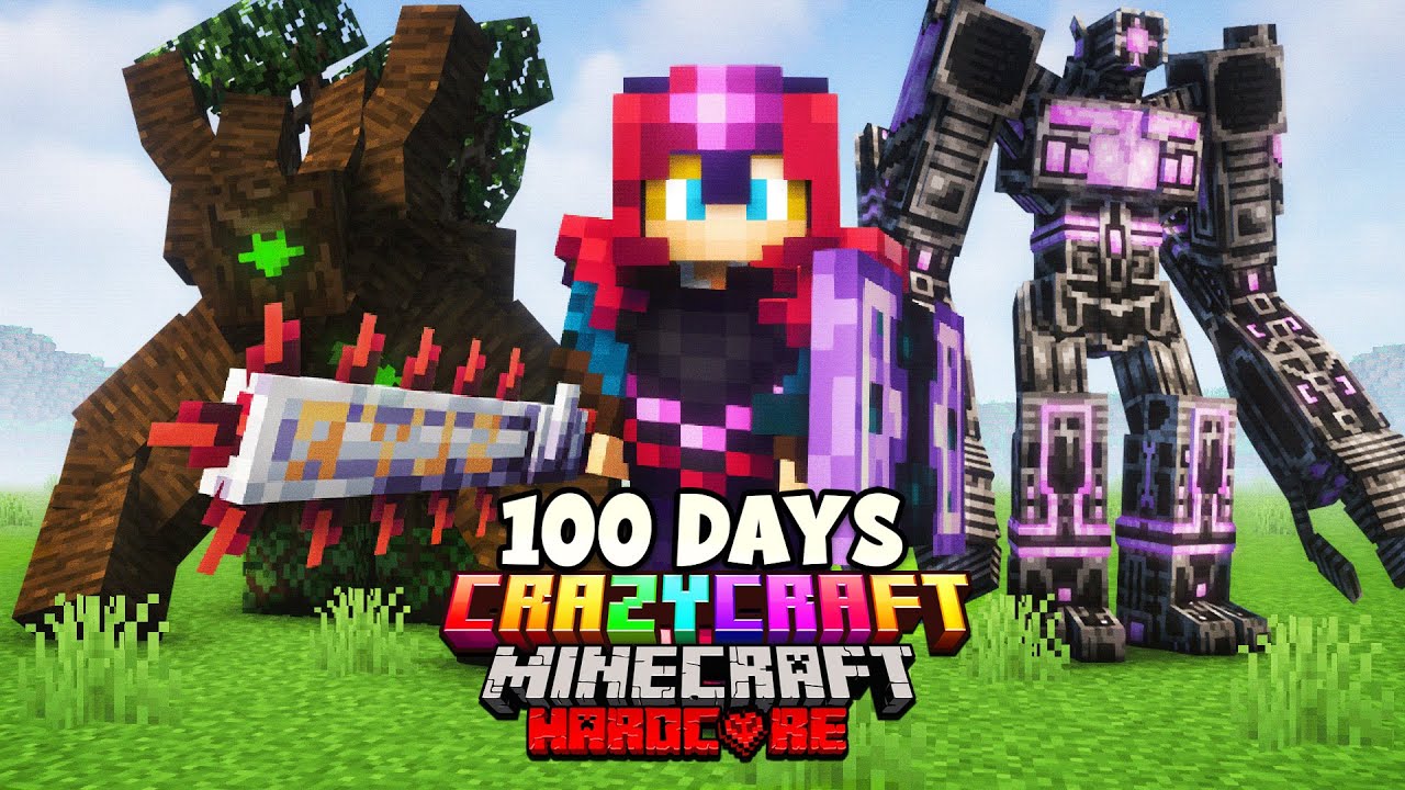 I Survived 100 Days in CRAZY CRAFT in Minecraft Hardcore... Here's What Happened - Minecraft videos
