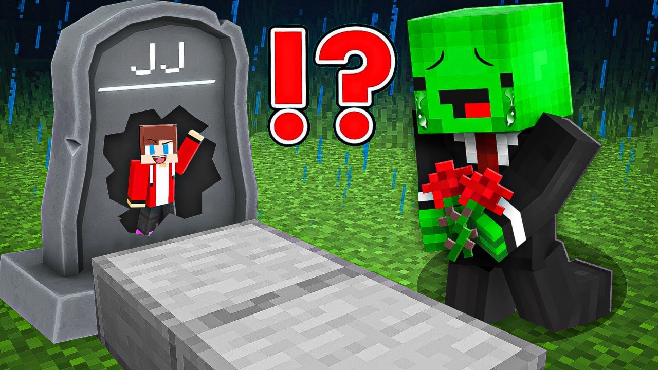 JJ Built a House Inside a GRAVESTONE To Prank Mikey in Minecraft ...