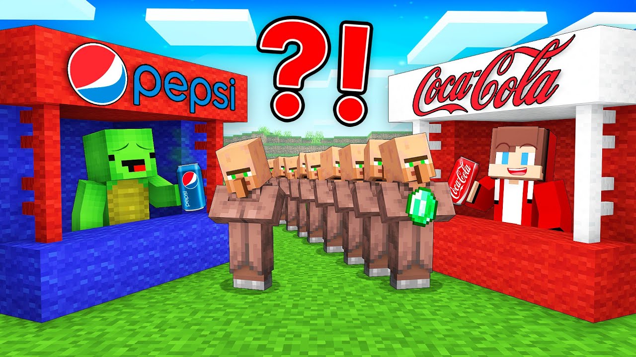 JJ and Mikey COCA COLA vs PEPSI COLA Shop Battle in Minecraft Maizen - Minecraft videos