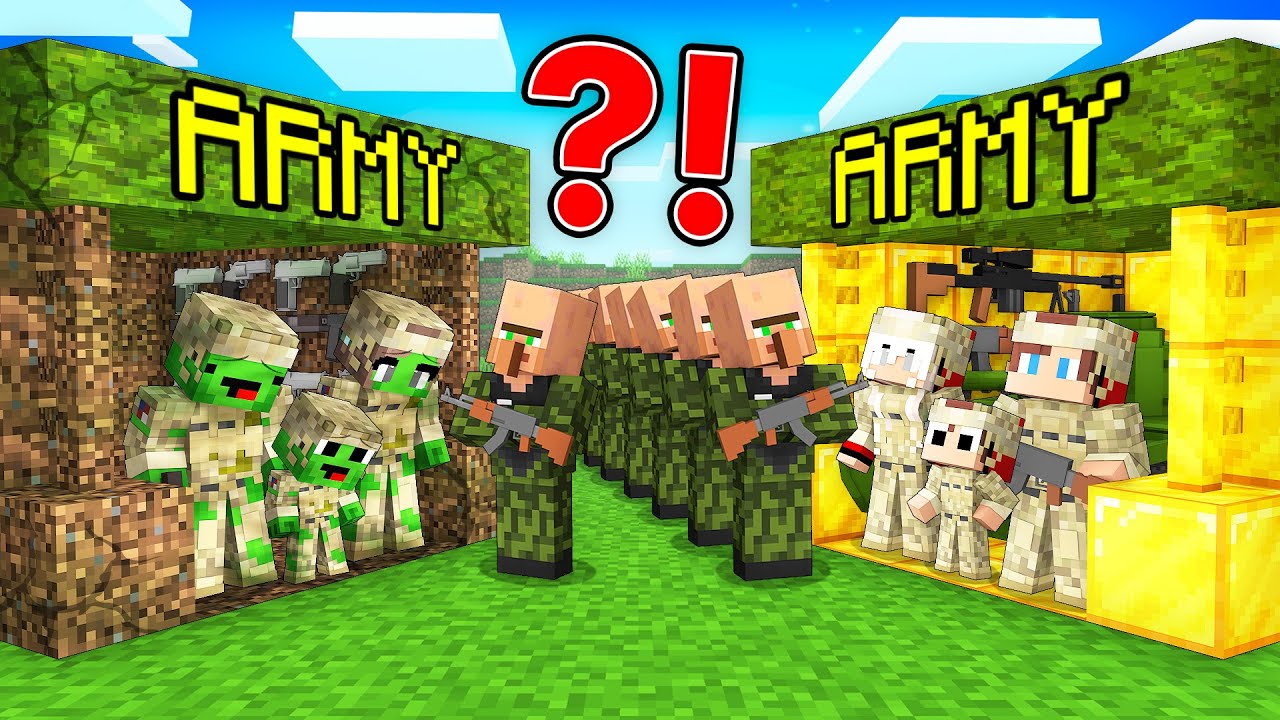 JJ's Family RICH ARMY vs Mikey's Family POOR ARMY War Battle in Minecraft - Maizen - Minecraft ...