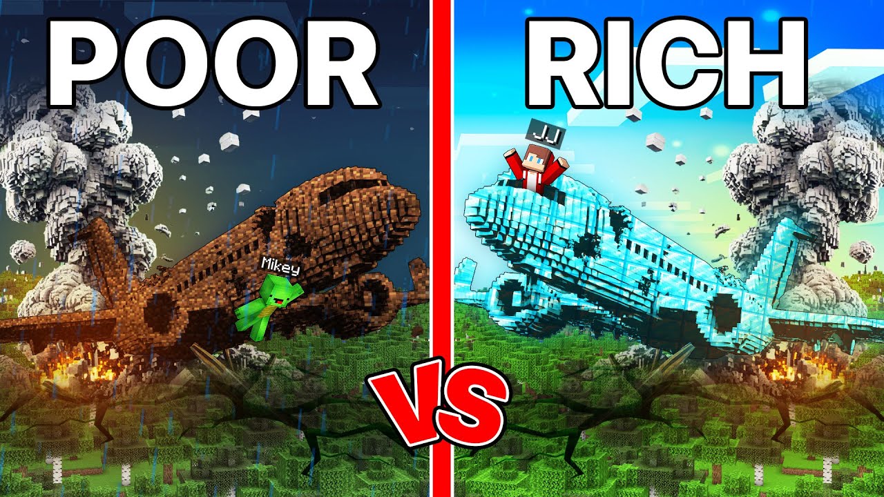 Mikey POOR vs JJ RICH Airplane Crash in Minecraft (Maizen) - Minecraft ...
