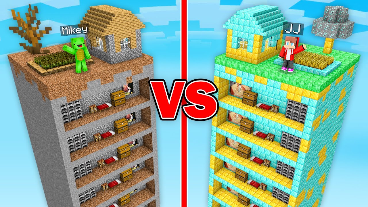 Mikey POOR vs JJ RICH Base Inside Chunk Survival Battle in Minecraft ...