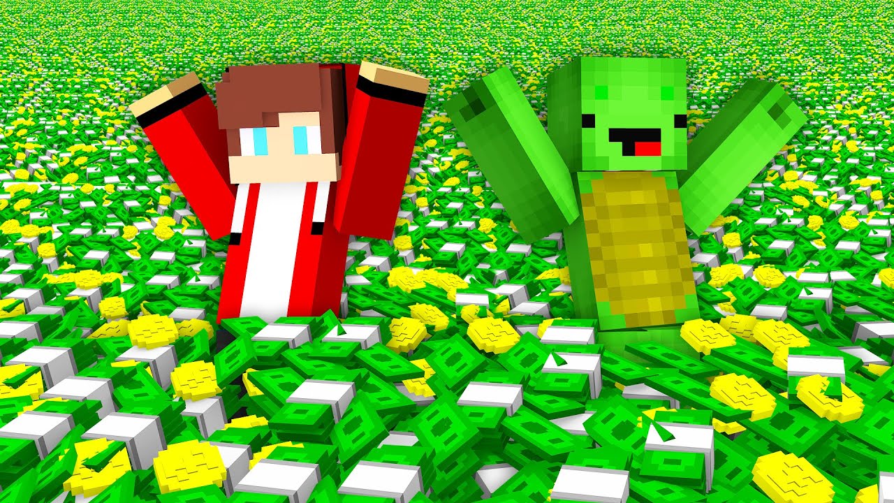 Mikey and JJ Have INFINITE MONEY in Minecraft! Maizen Security house hide and seek Family ...