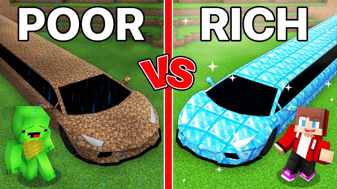 Mikey vs JJ RICH LONGEST CAR Build Challenge in Minecraft (Maizen) - Minecraft videos